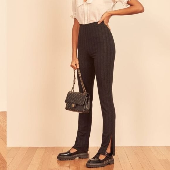 Reformation | Pants & Jumpsuits | Reformation Largo Metallic Striped ...